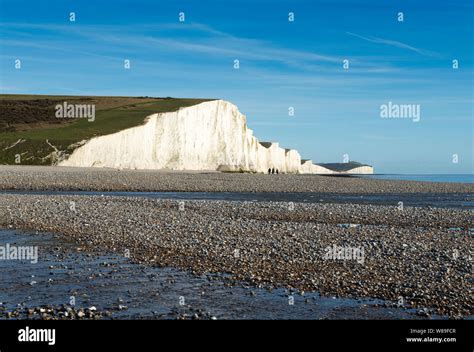 The Seven Sisters Chalk Cliffs From The Beach At Cuckmere Haven East