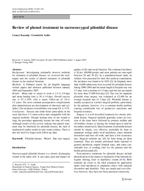 Pdf Review Of Phenol Treatment In Sacrococcygeal Pilonidal Disease