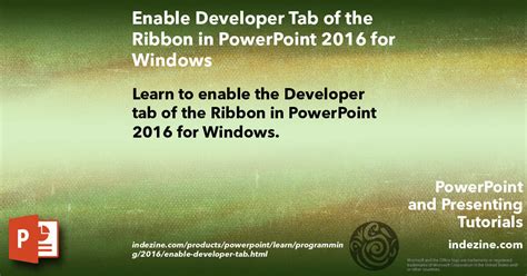 Enable Developer Tab Of The Ribbon In Powerpoint For Windows