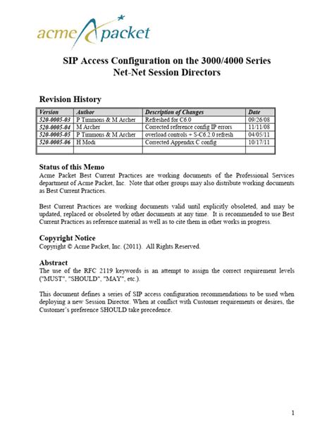 520 0005 06 Bcp Sip Access Configuration Pdf Session Initiation