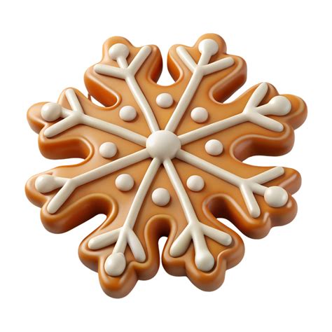 Gingerbread Snowflake Shaped Cookie With Icing 3d Illustration Isolated 54089481 Png