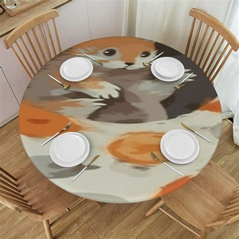 Qkzf Rectangle Tablecloth Fall Table Cloth Cute Squirrels Tablecloths