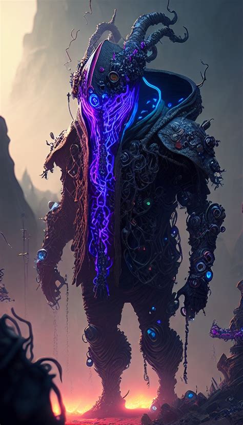 Giant Hooded Cosmic Horror Eldritch God Mech Wearing A Witch Doctor