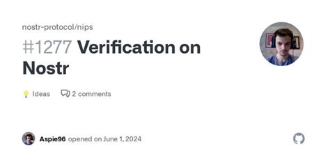 verification on nostr · nostr protocol nips · discussion 1277 r nostr