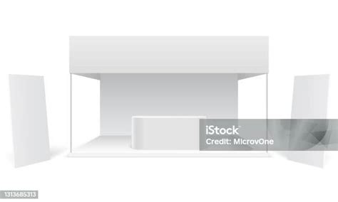 이벤트 전시회 무역 스탠드 흰색 홍보 부스 빈 디스플레이 배너를 서 마케팅 스톨 3d 벡터 모형 시장 가판대에 대한 스톡 벡터 아트 및 기타 이미지 Istock