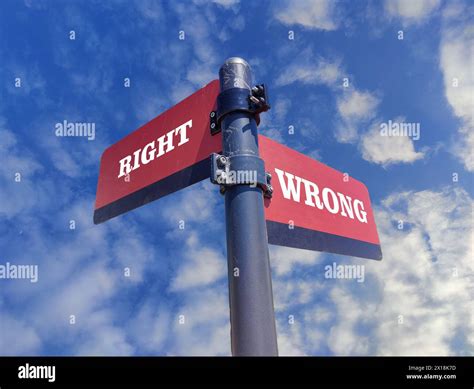 3d Illustration Right Vs Wrong White Two Street Signs With Arrow On