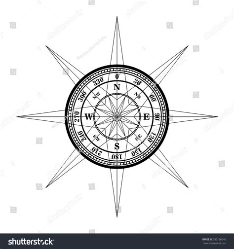 Compass Tattoo Vector Design Stock Vector Royalty Free 535198045