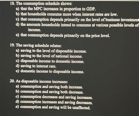 solved 18 the consumption schedule shows a that the mpc