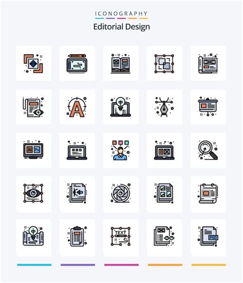 Free Vector Creative Editorial Design 25 Line Filled Icon Pack Such As Creative Point Art