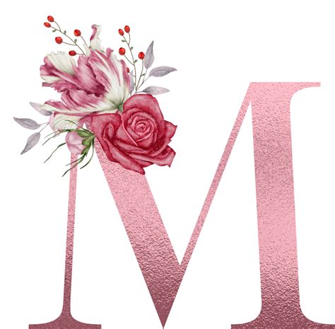 Flores Em Aquarela Com Alfabeto De Ouro Rosa 19858020 Png