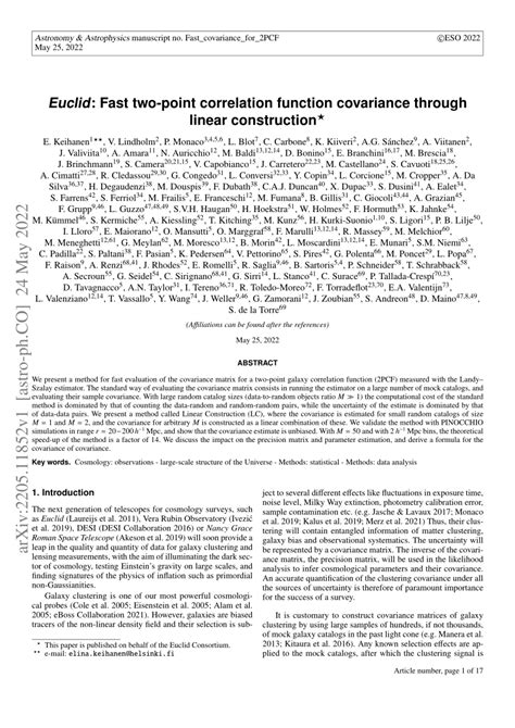 Pdf Euclid Fast Two Point Correlation Function Covariance Through Linear Construction