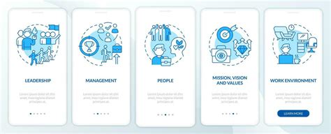 Factors That Affect Workplace Culture Blue Onboarding Mobile App Screen Walkthrough 5 Steps