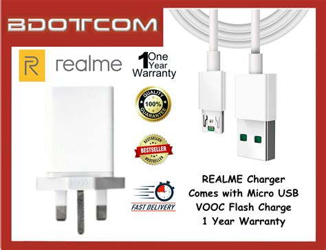 Realme Vooc Flash Charging Power Adapter Travel Charger With Micro Usb Cable For Realme C