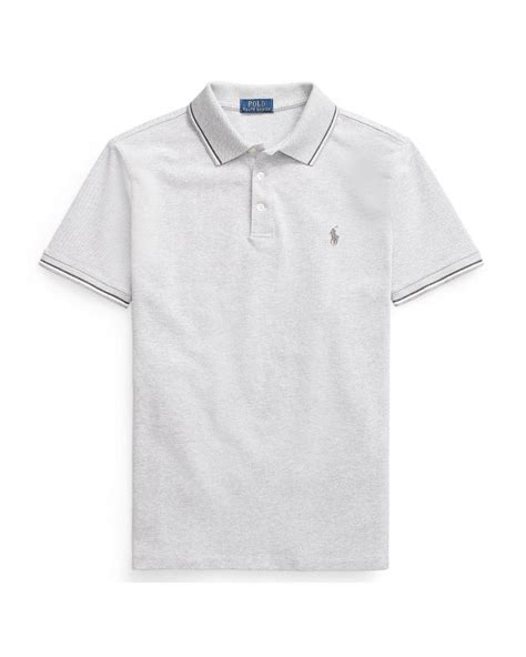 Polo Ralph Lauren Mens League Heather Slim Fit Stretch Mesh Polo Shirt