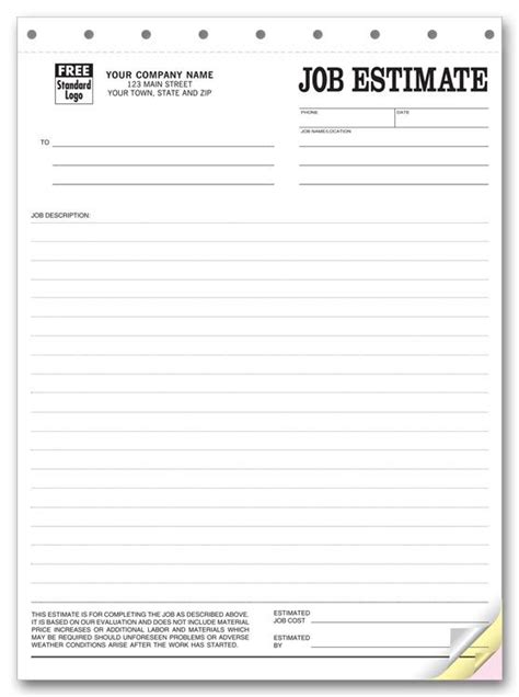 Blank Estimate Form Template Professional Templates Professional