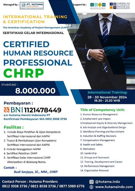 Certified Human Resources Professional Chrp Hutama Hanriz Indonesia