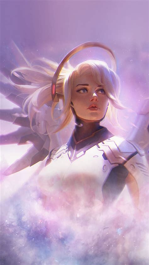 Mercy Overwatch Game Art Illustration Iphone 8 Wallpapers Free Download