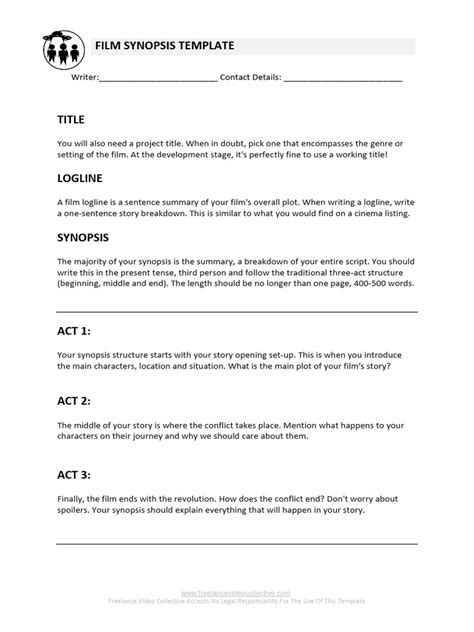 Film Synopsis Template Pdf