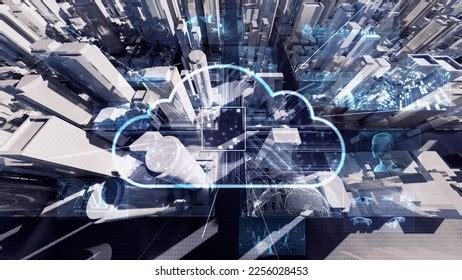 Smart City Artificial Intelligence Cloud Computing Stock Illustration