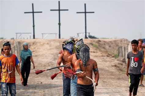 Catholic Devotees Volunteer To Be Crucified As Part Of A Good Friday