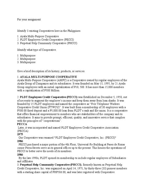 cooperative assignment pdf cooperative savings and loan association