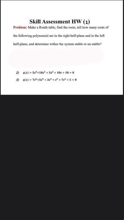 solved automatic control problem make a routh table find