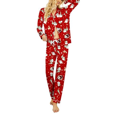 Avidlove Womens Pajama Sets Christmas Lounge Set Soft Button Down Two Piece Pj Sets For Ladies
