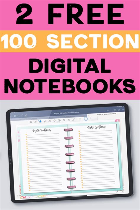 Digital Notebook Free 100 Section Notebook