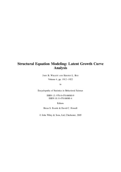 Pdf Structural Equation Modeling Latent Growth Curve Analysis