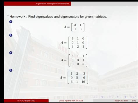 Solved Eigenvalues And Eigen Vectors Examples Homework Chegg Com
