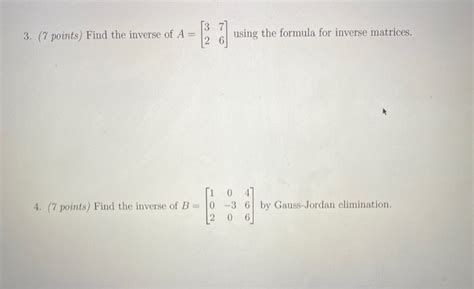 solved 3 7 points find the inverse of a li [37] 12 6 7