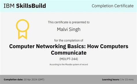 Malvi Singh On Linkedin Excited To Have Earned My Ibm Certificate In Computer Network Basics