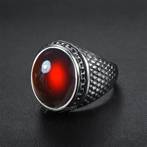 Mens Garnet Ring 925 Sterling Silver Natural Garnet Ring Etsy