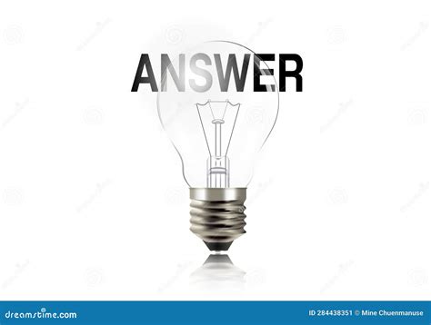 Realistic Light Bulb With Answer Text Business Concept Of Problem