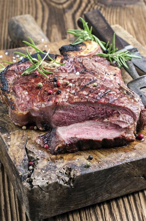 Traditional Dry Aged Barbecue Wagyu Porterhouse Beef Steak Sliced With