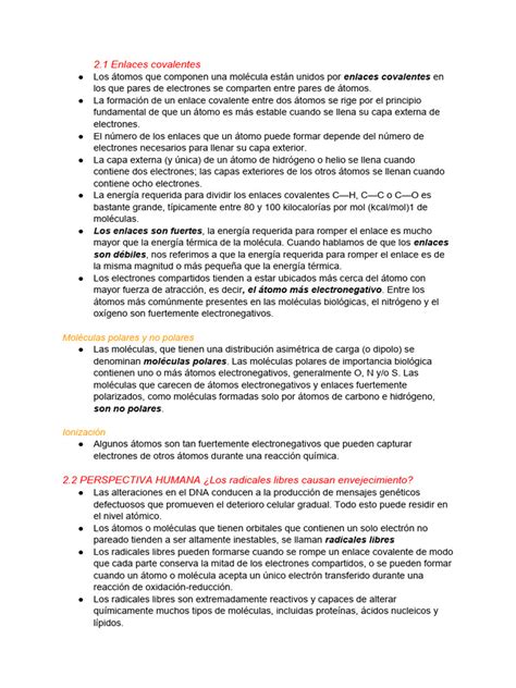 Biocel 2 Clase Pdf Enlace Covalente Moléculas