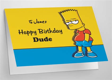 Bart Simpson Birthday Card Personalised 3 Versions To Choose Etsy