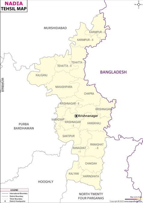 Nadia Tehsil Map Blocks In Nadia