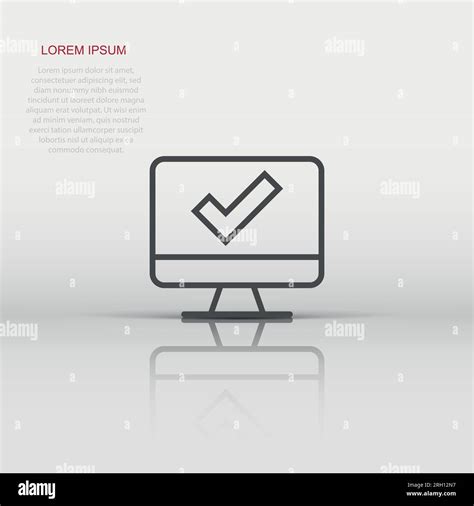 Computer Check Mark Icon In Flat Style Survey Approval Vector