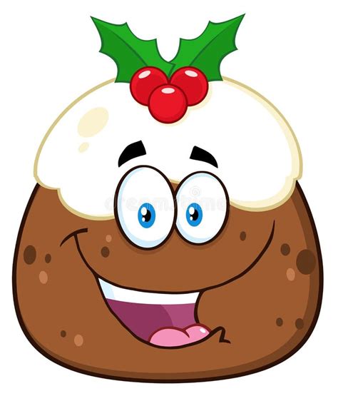 Happy Christmas Pudding Cartoon Character Stock Vector Illustration