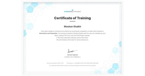 Muskan Shaikh On Linkedin Successfully Completed The Internship And Job Preparation Training From