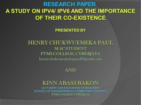 Ipv4 Ipv6 Co Existence Research Paper Ppt Computer Networking