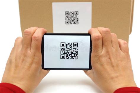 Woman Scan Qr Code On Box Stock Photo Image Of Data 49580666