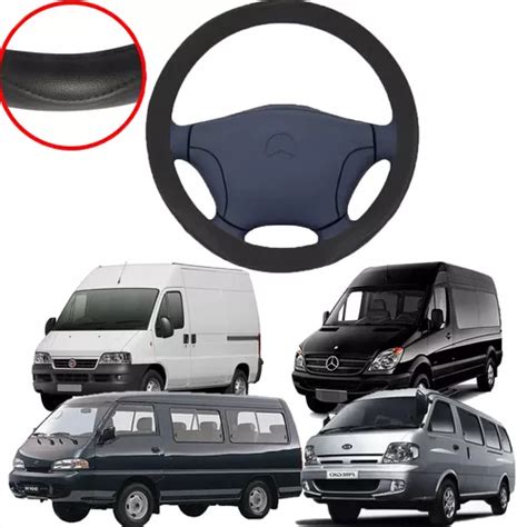 Capa De Volante Preta Couro Para Vans Volantes 42 Cm