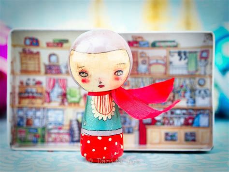 Wooden Winter Kokeshi Mini Art Doll Handmade By Danita Danita Art
