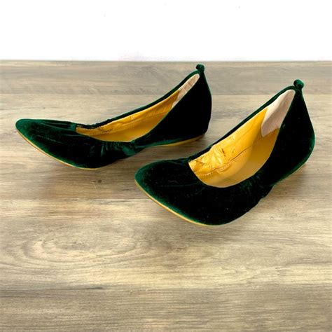 J Crew Shoes J Crew Green Velvet Ballet Flats Poshmark