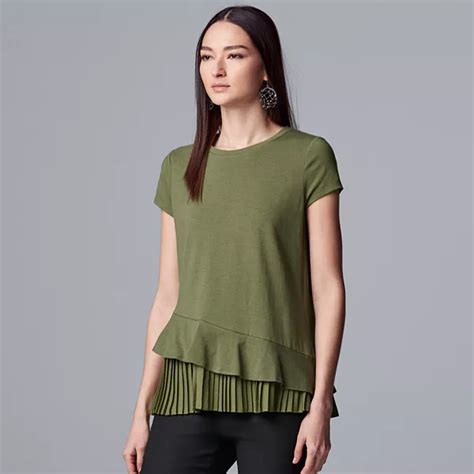 Womens Simply Vera Vera Wang Pleated Layered Short Sleeve Top