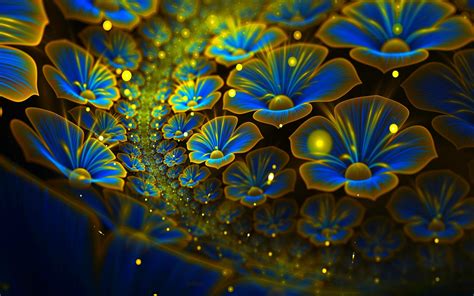 Wallpaper Sunlight Abstract Blue Fractal Flowers Biology Flower