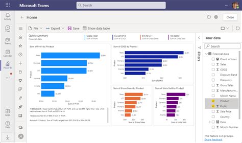 Créer des rapports à partir des données dans Microsoft Teams Power BI