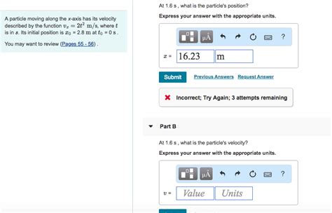 Solved At S What Is The Particle S Position Express Chegg Com